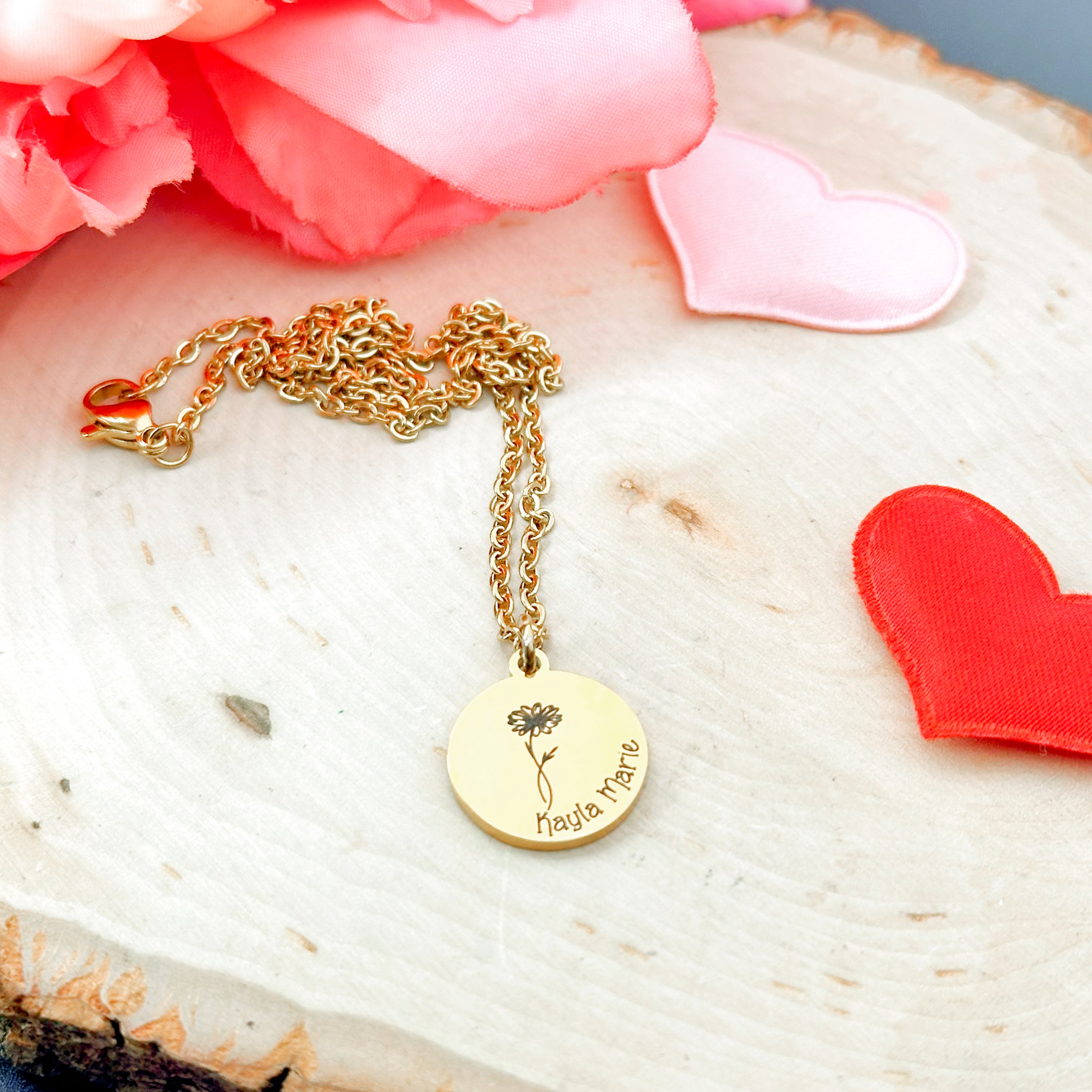 BIRTH FLOWER DISK NECKLACE – Made with Love by Angie