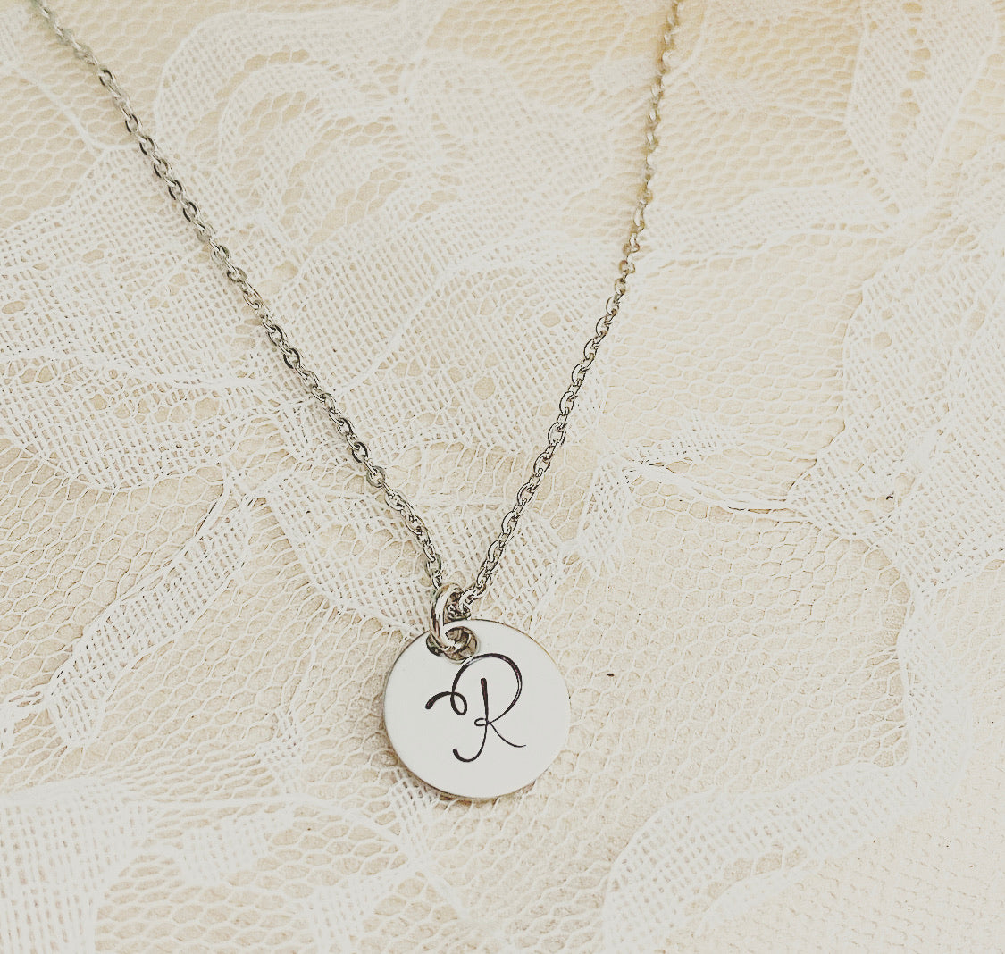SMALL-INITIAL DISK NECKLACE – Made with Love by Angie